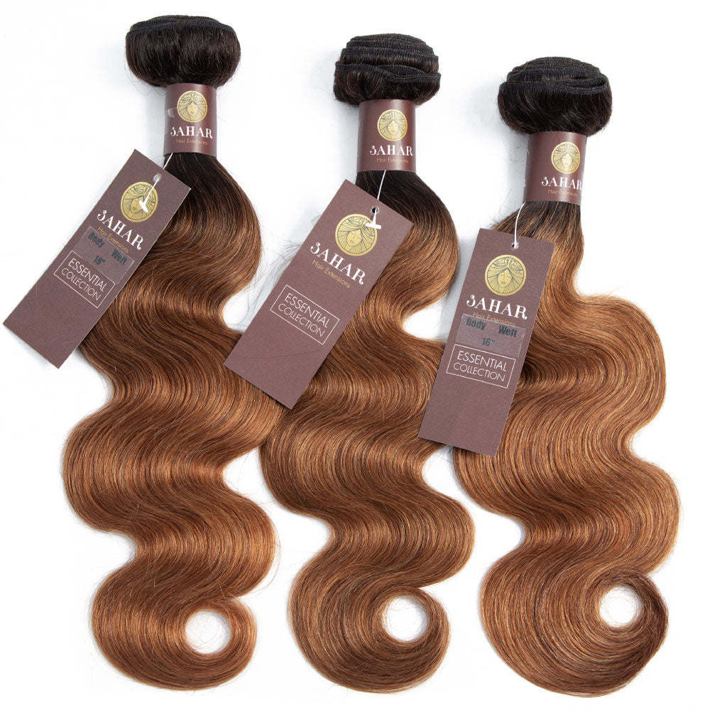 Remy Hair Weft 3 Bundles | Auburn Dip Dye | Body Wave | Sahar Hair